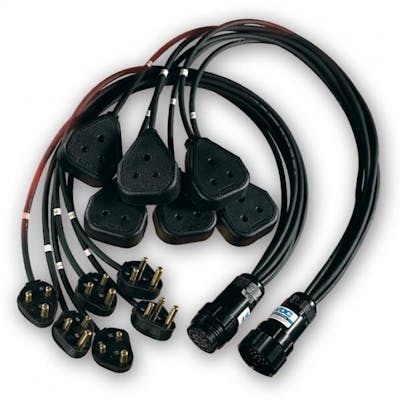 19 pole female to 6 x 16A Ceeform plugs 1m